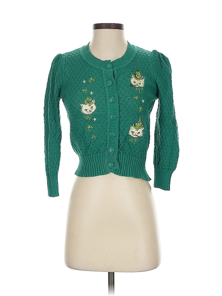 Mischief Made 100% Cotton Green Cardigan Size S - 59% off | ThredUp