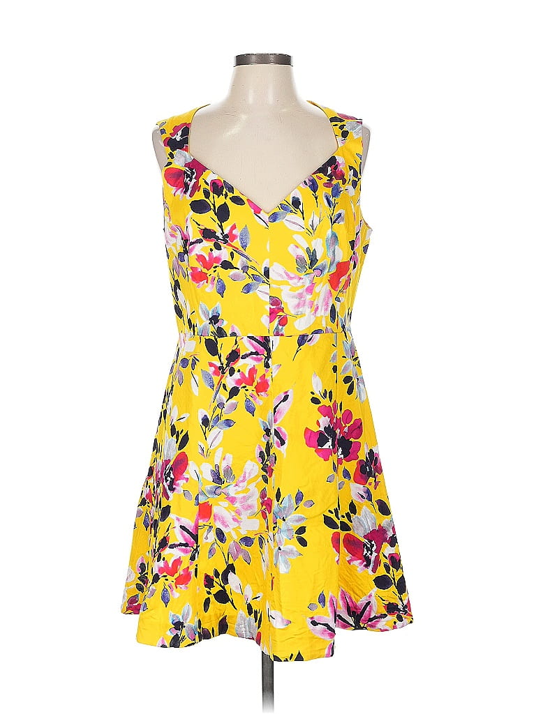 French Connection Tropical Yellow Cocktail Dress Size 12 - 75% off ...