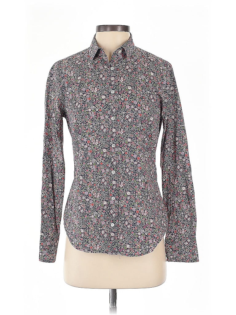 Liberty Art Fabrics for J.Crew 100% Cotton Floral Gray Long Sleeve Button-Down Shirt Size 2 - 69 ...