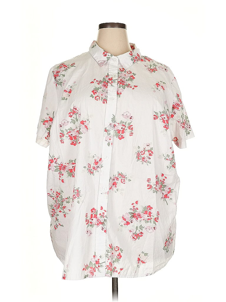 Woman Within Floral White Short Sleeve Blouse Size 26 - 45% off | ThredUp