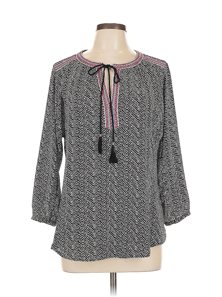 DR2 100% Polyester Gray 3/4 Sleeve Blouse Size L - 71% off | ThredUp