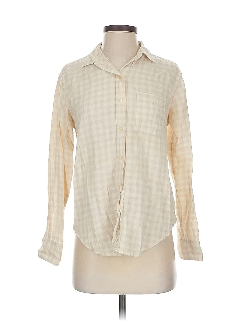Everlane 100% Cotton Checkered-gingham Ivory Long Sleeve Button-Down Shirt Size 0 - 59% off ...