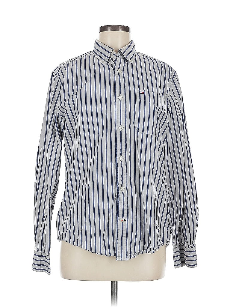 Tommy Hilfiger 100% Cotton Stripes Blue Long Sleeve Button-Down Shirt Size M - 78% off | ThredUp