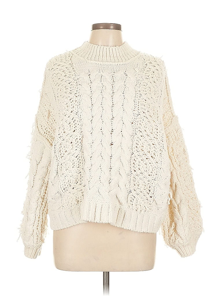 Pol 100% Polyester Ivory Turtleneck Sweater Size L - 56% off | ThredUp