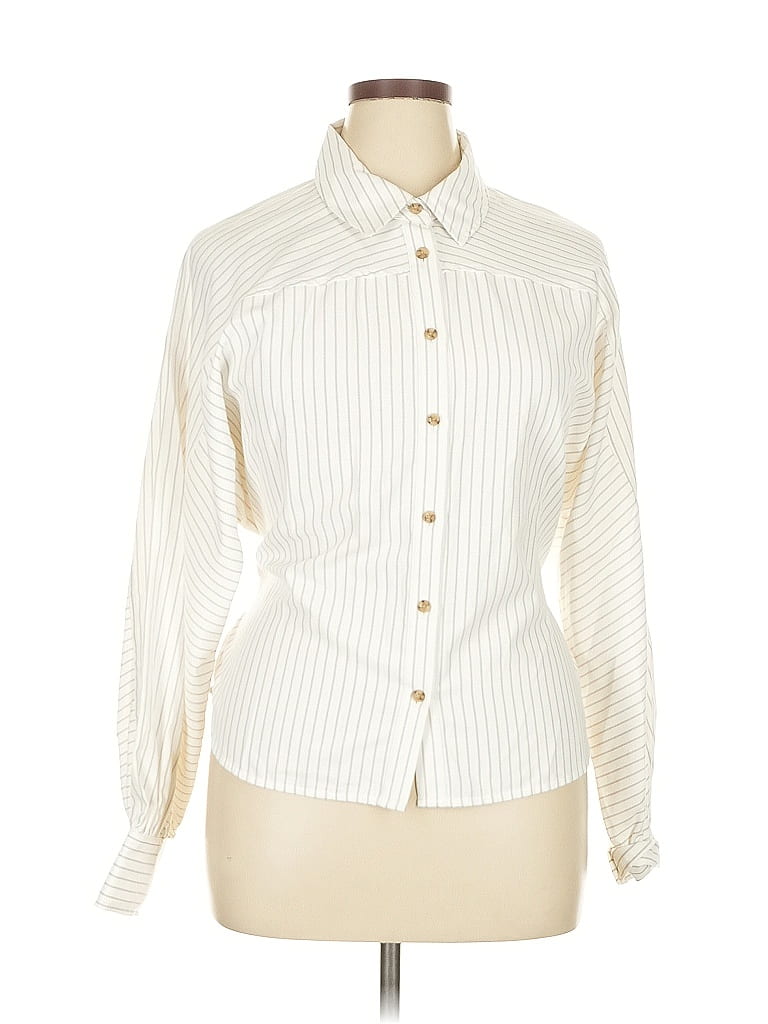 CAbi Stripes Ivory Long Sleeve Button-Down Shirt Size XL - 69% off | ThredUp