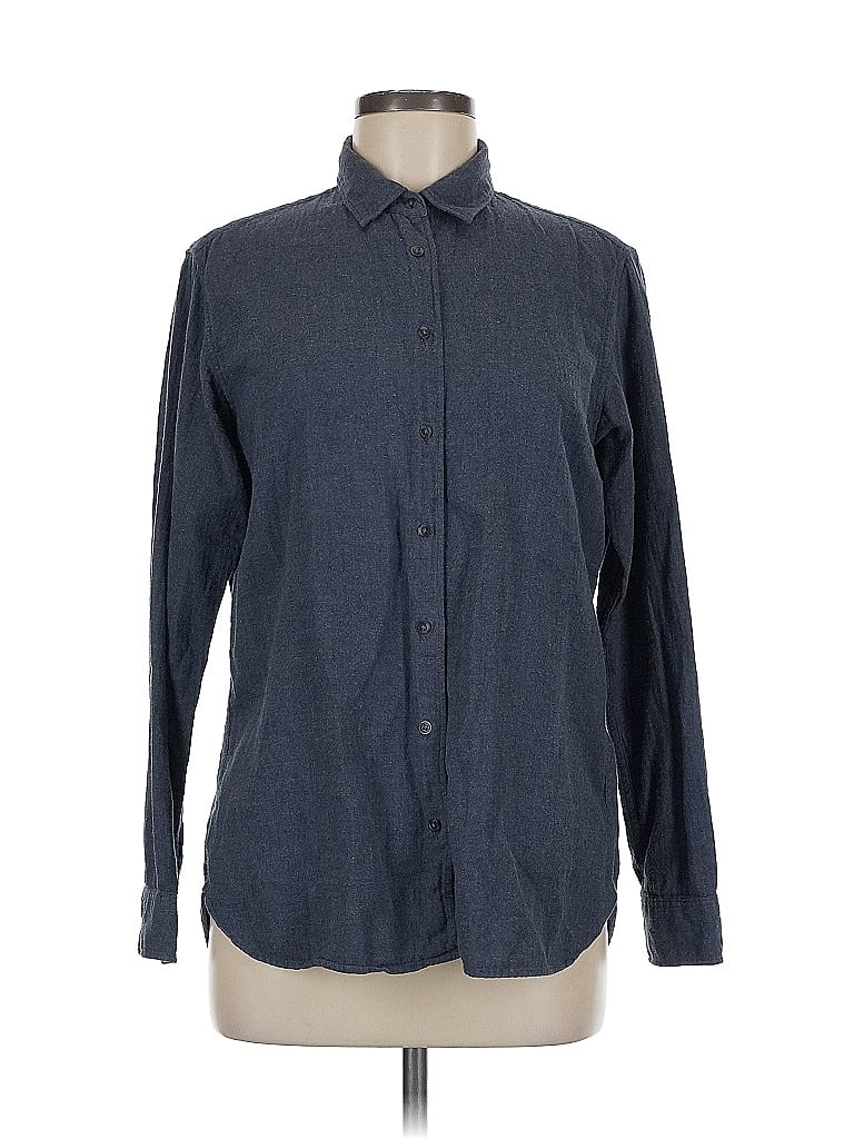 Uniqlo 100% Cotton Solid Blue Long Sleeve Button-Down Shirt Size M - 47% off | ThredUp