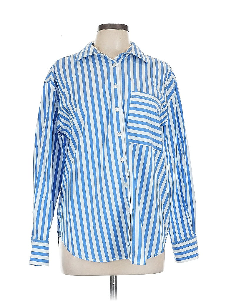 Casa Cabana Stripes Blue Long Sleeve Button-Down Shirt Size L - 47% off | ThredUp