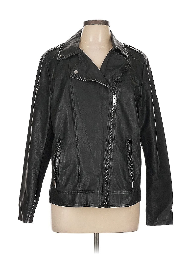 Sebby Collection 100% Polyurethane Black Faux Leather Jacket Size L ...
