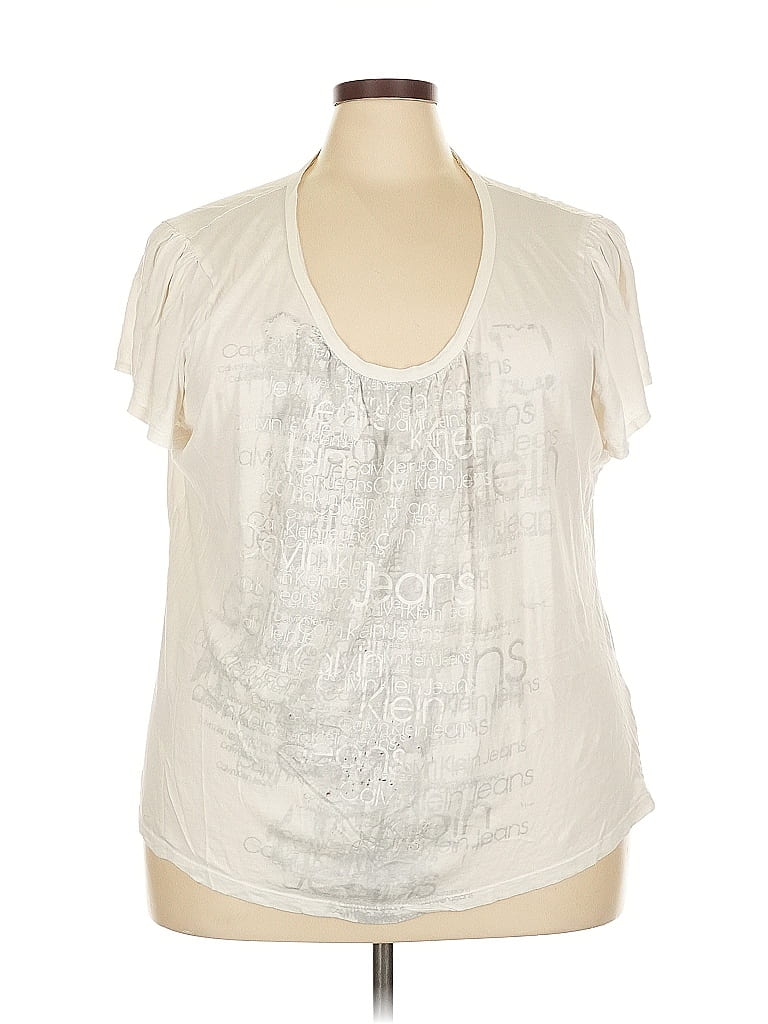CALVIN KLEIN JEANS Ivory White Sleeveless T-Shirt Size 3X - 68% off ...