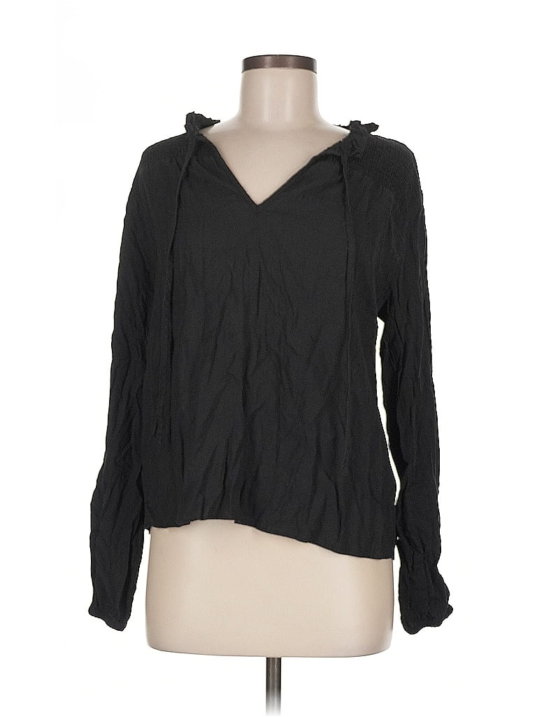 Aqua 100% Tencel Black Long Sleeve Blouse Size M - 68% off | ThredUp