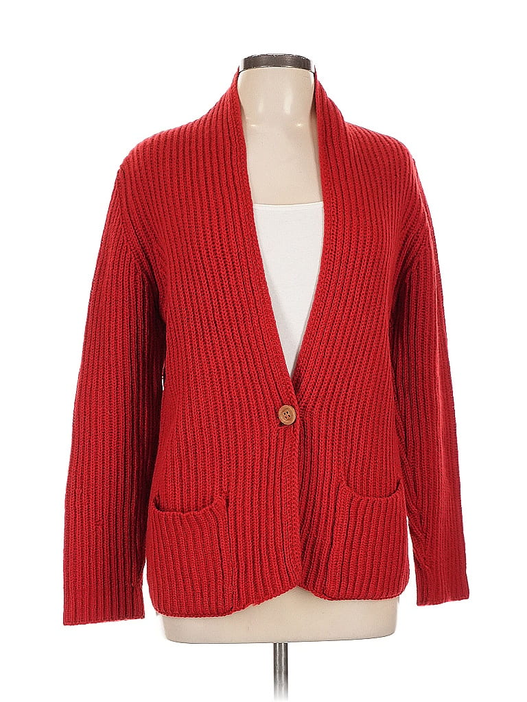L.L.Bean 100% Wool Red Wool Cardigan Size L - 64% off | ThredUp