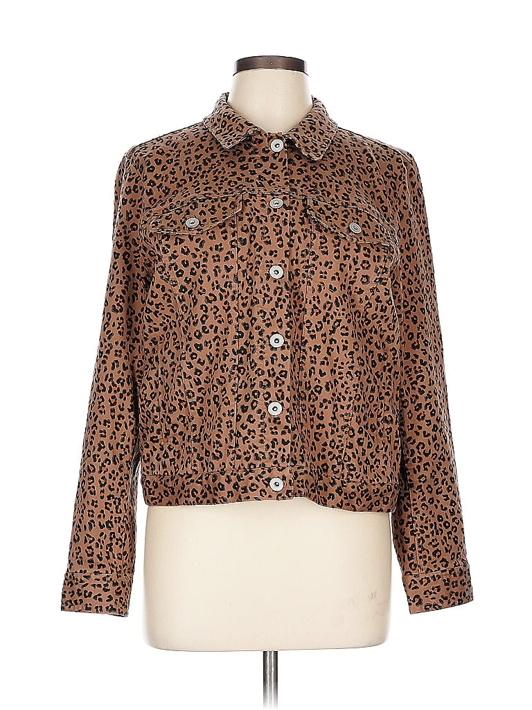 CeCe Animal Print Brown Jacket Size L - 89% off | ThredUp