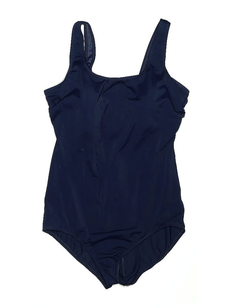 Lands End Solid Blue One Piece Swimsuit Size 12 66 Off Thredup