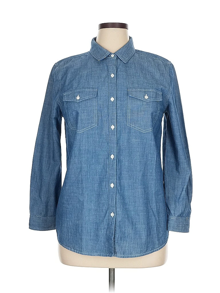 J. McLaughlin 100% Cotton Blue Long Sleeve Button-Down Shirt Size XL - 72% off | ThredUp