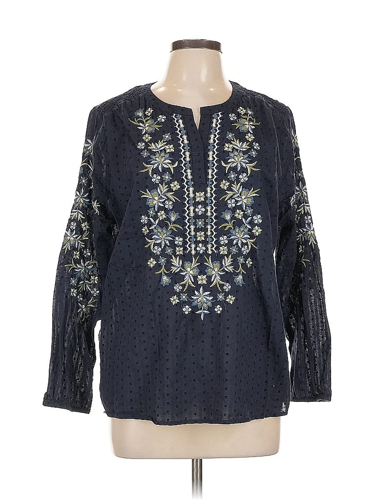 J.Jill 100% Cotton Blue Long Sleeve Blouse Size L (petite) - 66% off | ThredUp