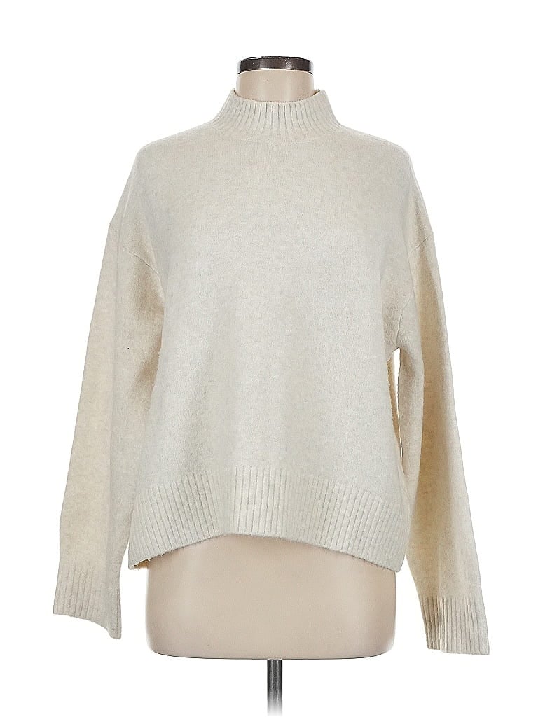 Uniqlo Solid Ivory Turtleneck Sweater Size M - 45% off | ThredUp