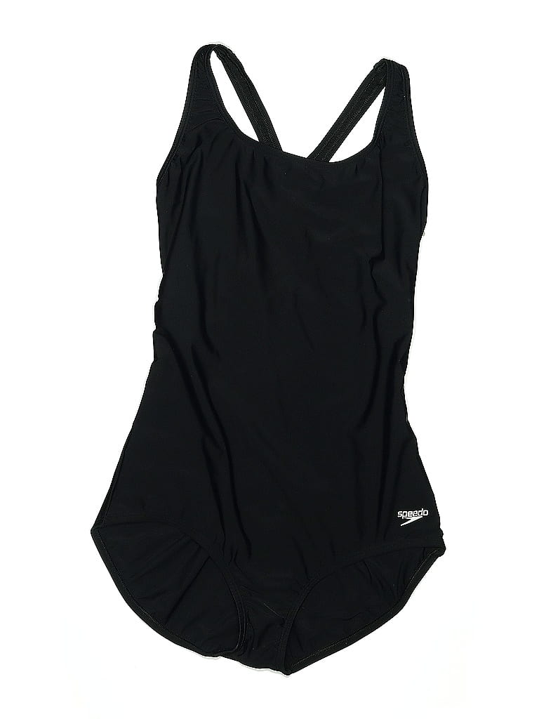 Speedo Solid Black One Piece Swimsuit Size 12 - 28% off | ThredUp