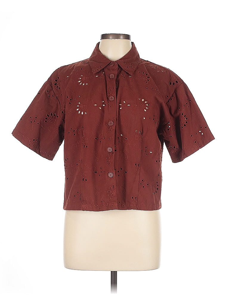 Future Collective Stars Burgundy Short Sleeve Button-Down Shirt Size L ...
