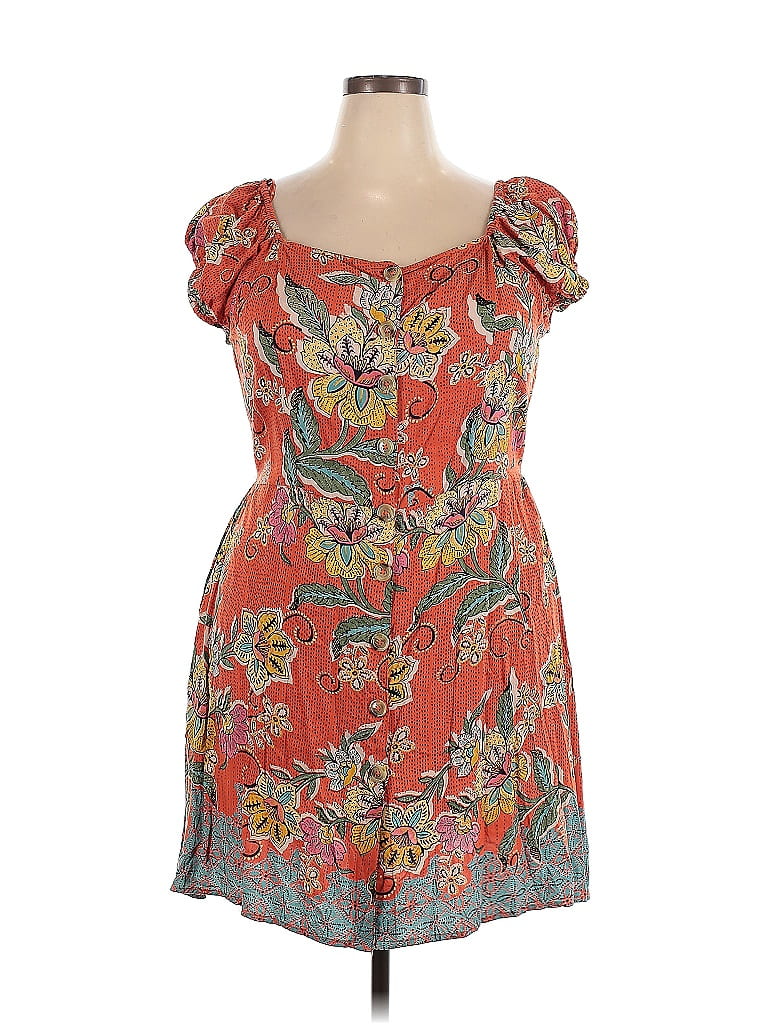 Angie Paisley Orange Cocktail Dress Size 2X - 40% off | ThredUp
