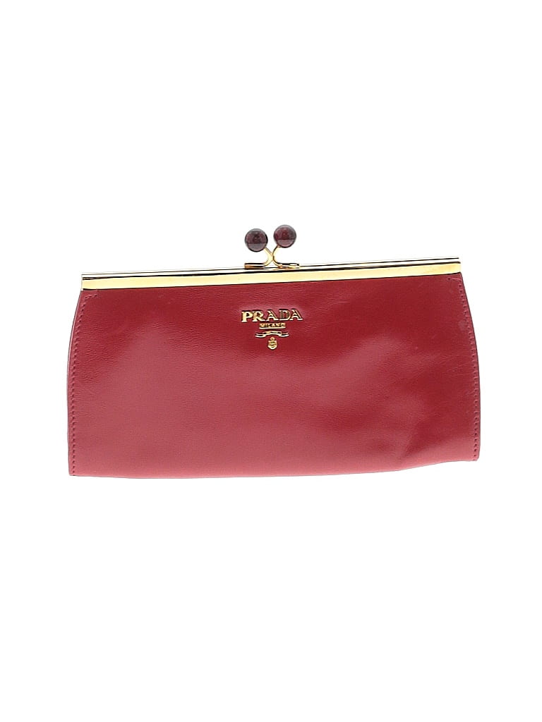 Prada 100% Leather Red Chic Kisslock Mini Clutch Rosso Leather Clutch ...