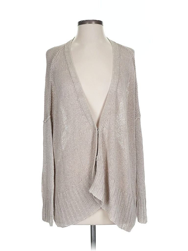 Free People 100% Linen Metallic Silver Cardigan Size S - 57% off | ThredUp