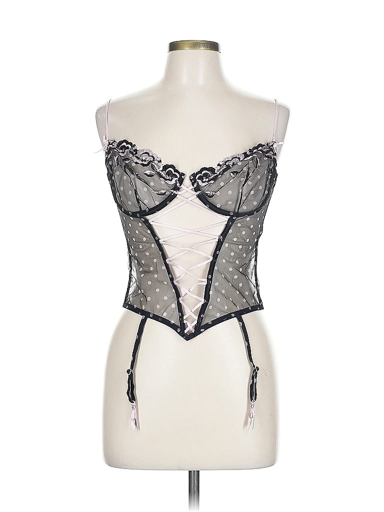 Victoria's Secret 100% Polyester Black Sheer Black Polka Dot Corset Size L - 20% off | ThredUp