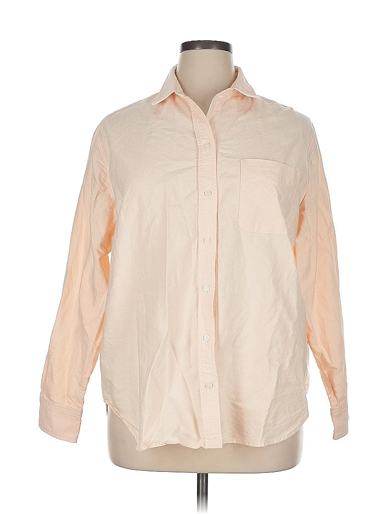 Everlane 100% Organic Cotton Color Block Ivory Long Sleeve Button-Down Shirt Size 16 - 48% off ...