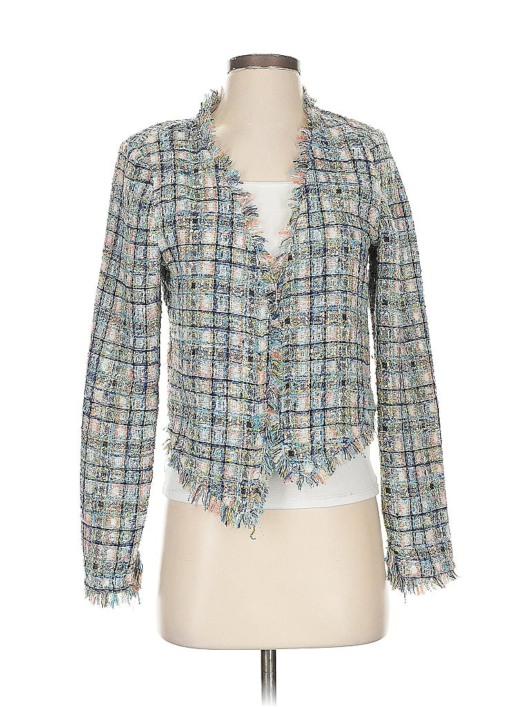 Dolce Cabo 100% Polyester Tweed White Blue Jacket Size S - 79% off | ThredUp