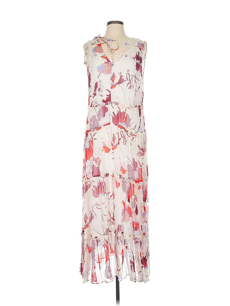 BOSS by HUGO BOSS 100% Viscose Print Ivory Red Cocktail Dress Size 12 ...