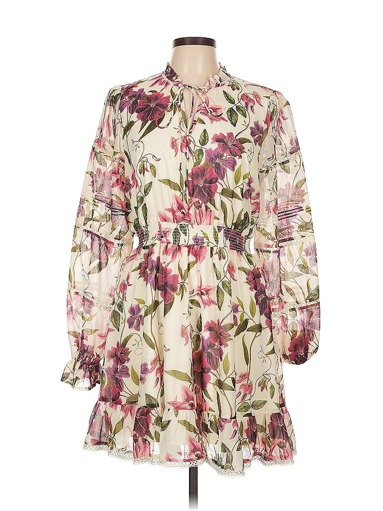 Rachel Parcell 100% Polyester Floral Ivory Cocktail Dress Size L - 69% ...
