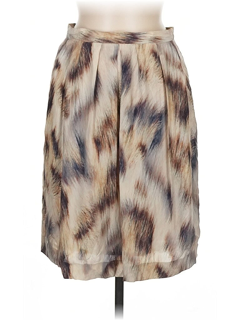 Clements Ribeiro 100% Silk Animal Print Tan Brown Silk Skirt Size 8 ...