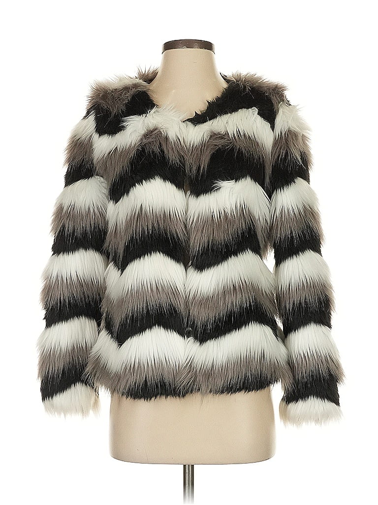 Dolce Cabo Stripes Gray Faux Fur Jacket Size S - 76% off | ThredUp