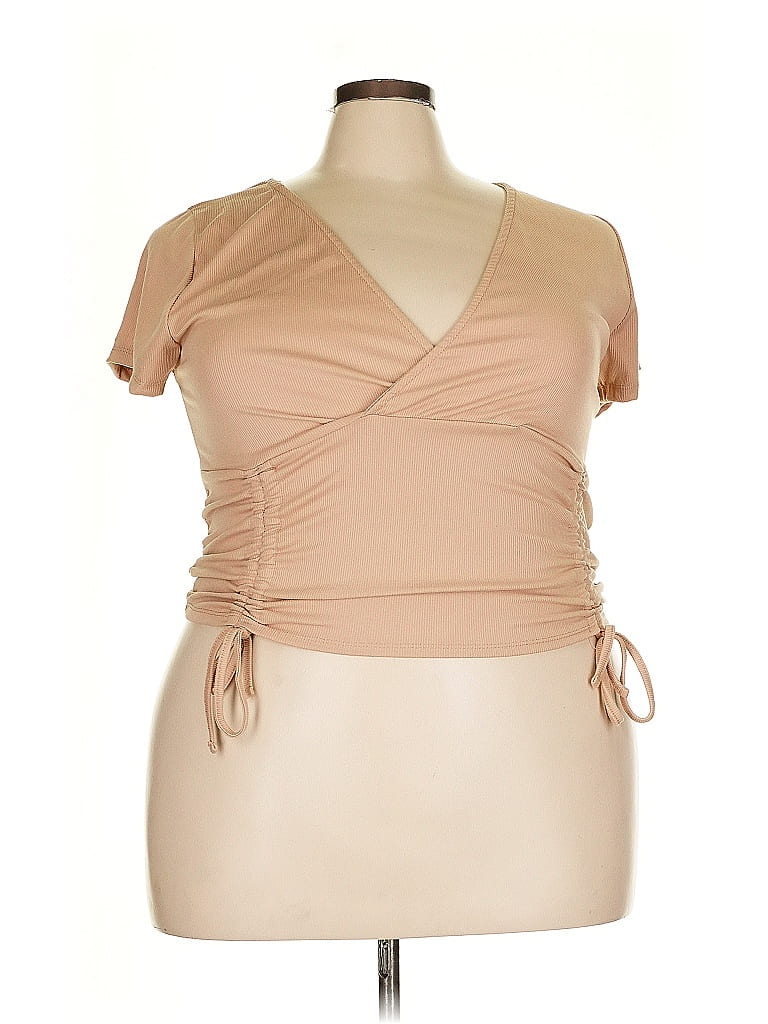 One Step Up Tan Short Sleeve Top Size 3X - 15% off | ThredUp