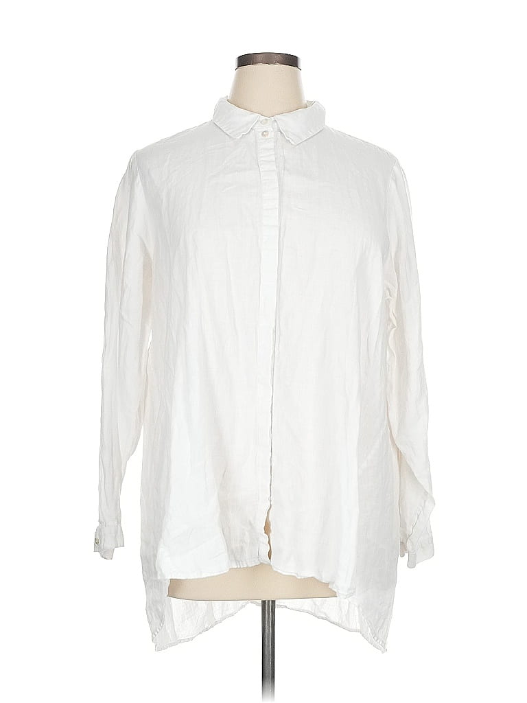 Eileen Fisher Ivory White Long Sleeve Button-Down Shirt Size 1X - 71% off | ThredUp