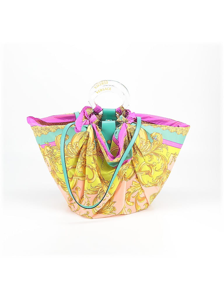 Versace Tropical Teal Pink Barocco Goddess 'La Medusa' Foulard Tote One ...