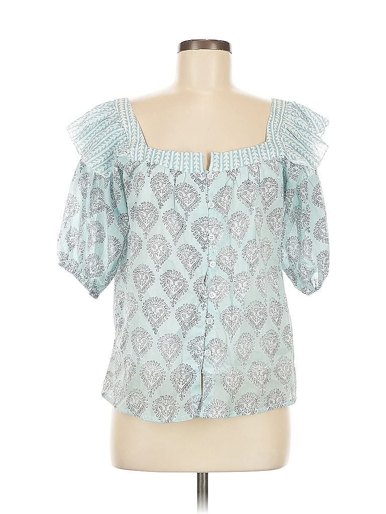 Clara The Label 100% Cotton Teal Short Sleeve Blouse Size M - 74% off ...