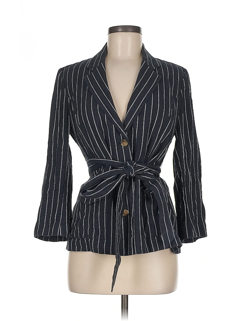 Dannijo 100% Cotton Stripes Blue Blazer Size M - 55% off | ThredUp