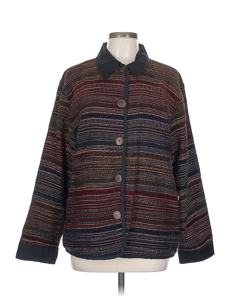 New Directions 100% Cotton Stripes Brown Jacket Size L - 72% off | ThredUp