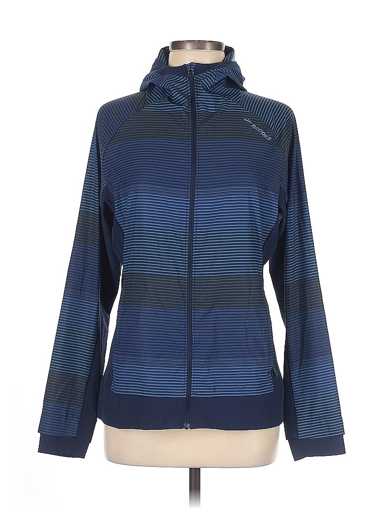 Brooks 100% Polyester Stripes Blue Track Jacket Size M - 74% off | ThredUp