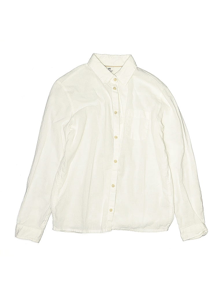 H&M Solid Ivory White Long Sleeve Button-Down Shirt Size 10 - 10% off | ThredUp