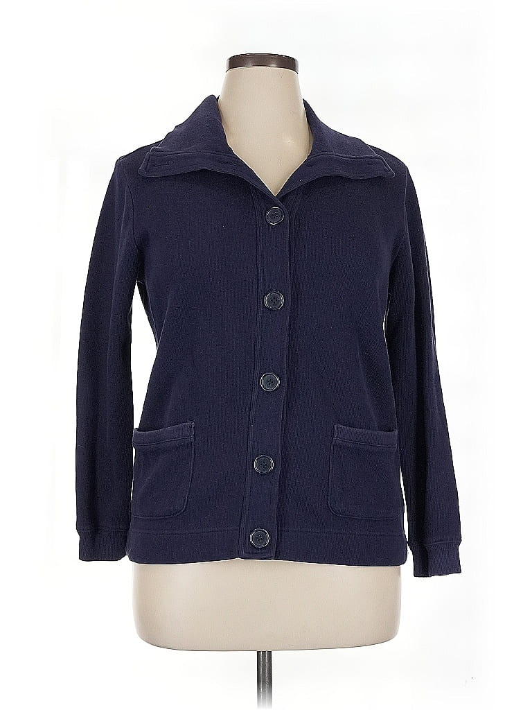 Basic Editions 100% Cotton Blue Cardigan Size L - 53% off | ThredUp