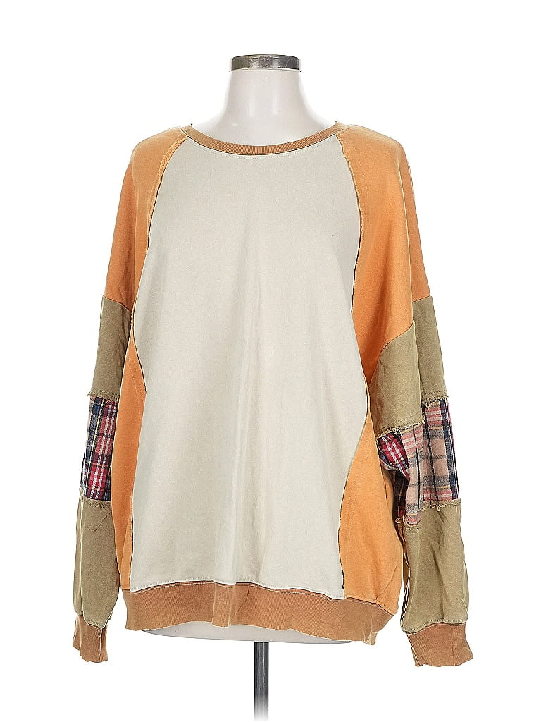 Easel Color Block Tan Pullover Sweater Size L - 55% off | ThredUp