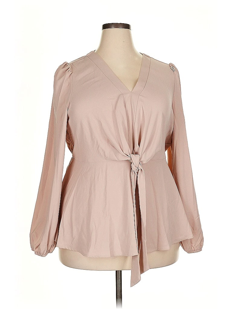 Grace Karin Tan Long Sleeve Blouse Size 2X - 60% off | ThredUp