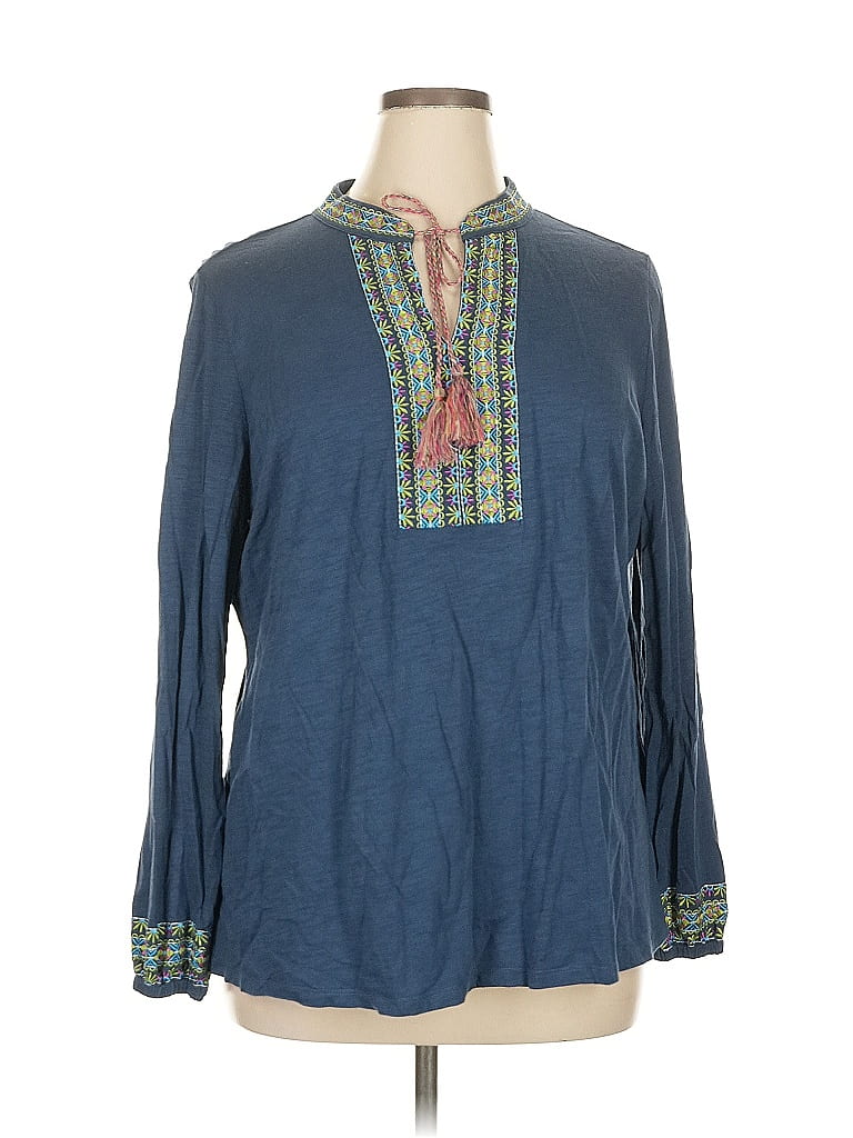Belle By Kim Gravel Blue Long Sleeve Blouse Size 1X - 67% off | ThredUp