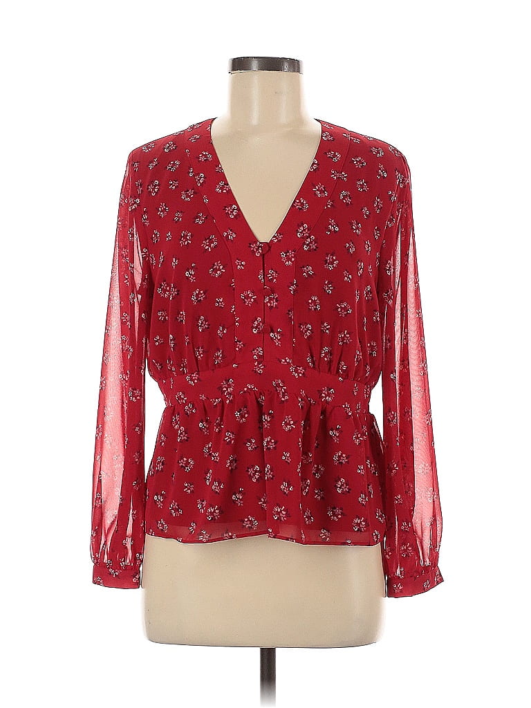 Madewell 100% Polyester Red Long Sleeve Blouse Size M - 70% off | ThredUp