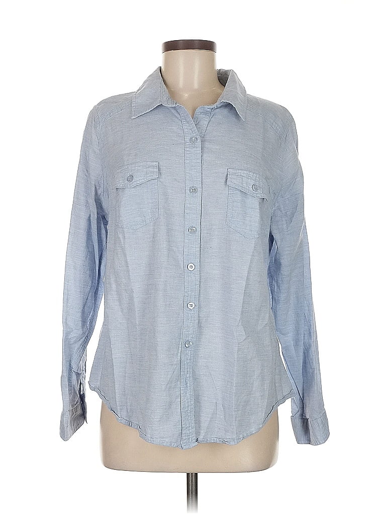 Torrid 100% Cotton Blue Long Sleeve Button-Down Shirt Size M - 55% off | ThredUp