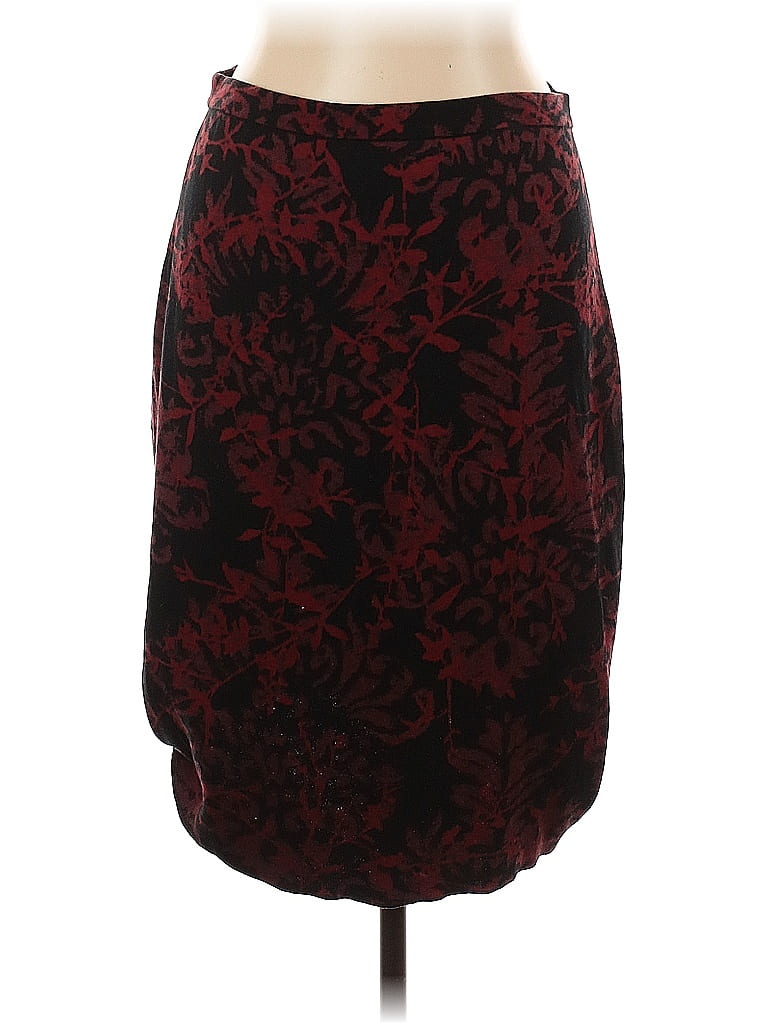 Peruvian Connection 100% Pima Cotton Floral Burgundy Formal Skirt Size ...