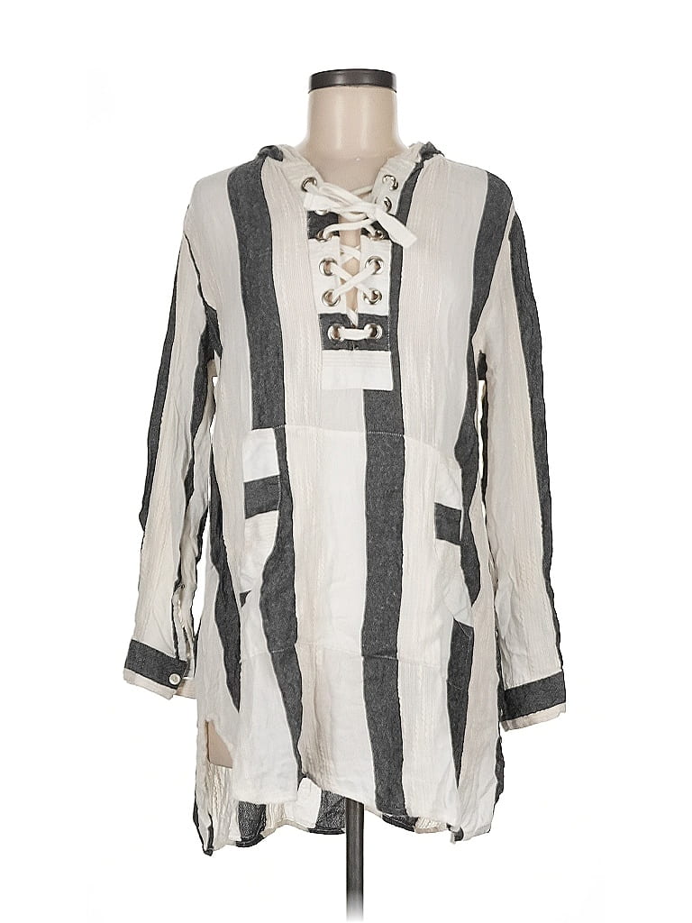 Blue Island 100% Rayon Gray Long Sleeve Blouse Size M - 55% off | ThredUp