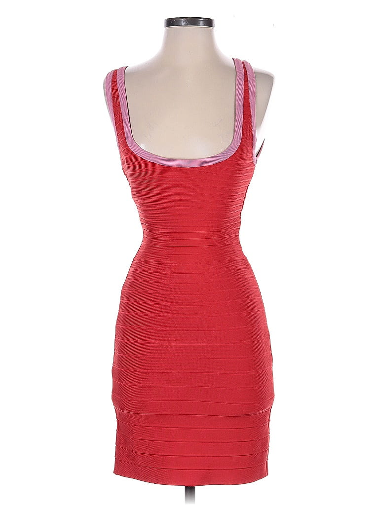 Herve Leger Color Block Red Orange Coral Poppy Mini Sheath Size S - 85% ...