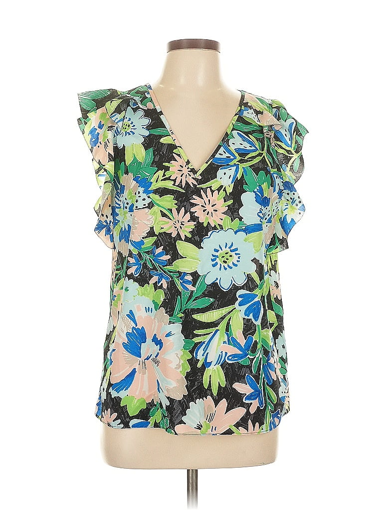 Kate Spade New York 100% Polyester Green Sleeveless Blouse Size L - 75% ...